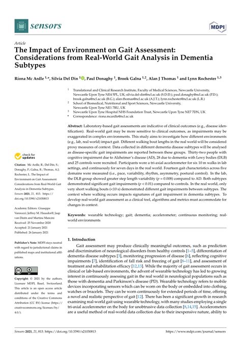 Pdf The Impact Of Environment On Gait Assessment Considerations From Real World Gait Analysis
