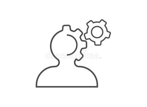 Process Icon The Linear Contour Of A Person And A Gear Stock Vector