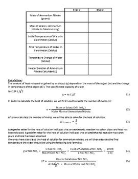 Heat Of Solution By Nick S Science Spot Teachers Pay Teachers