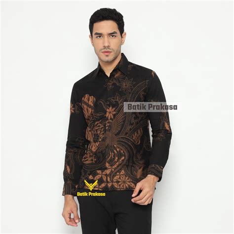 Jual Kemeja Batik Prakasa Motif Arya Cakrawala Slimfit Lengan Panjang Batik Solo Shopee Indonesia