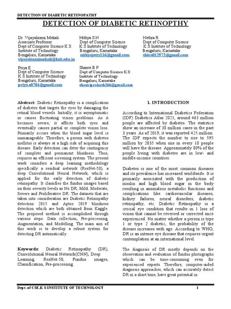 Detection Of Diabetic Retinopathy Pdf Deep Learning Retina