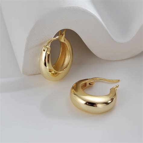 Gold Premium Chunky Hoop Earrings Stylish Looks