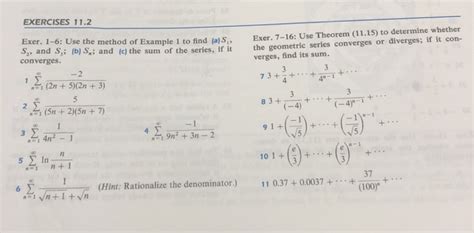 solved exercises 11 2 exer 1 6 use the method of example 1