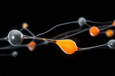 Abstract Neuron Connection 3d Rendering Of Neural Synapse With Glowing Orange Signal On Black