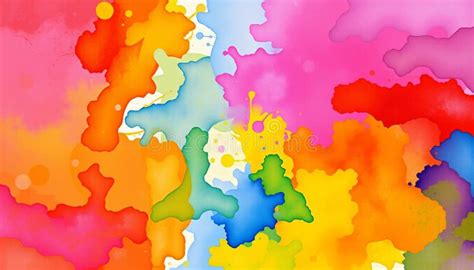 Abstract Watercolor Composition Featuring A Vibrant Array Of Overlapping Stock Illustration