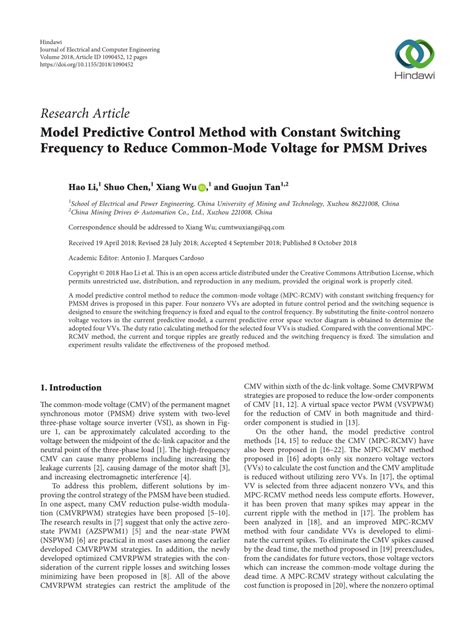 pdf model predictive control method with constant switching frequency