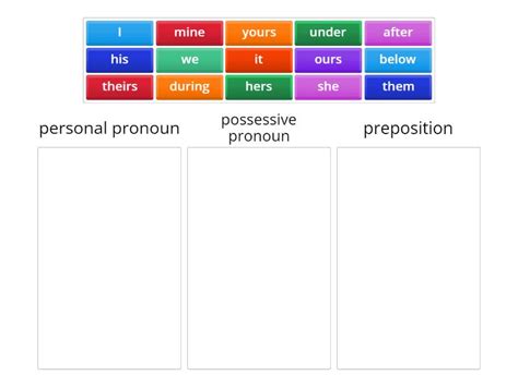 Pronoun Or Preposition Categorize