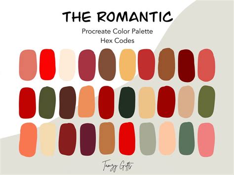 Procreate And Hex Code Color Palette The Romantic Procreate Tools Warm Colors Maroon