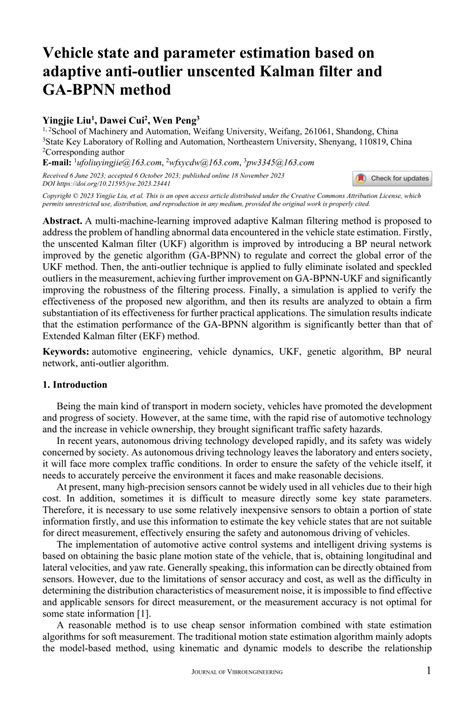 PDF Vehicle State And Parameter Estimation Based On Adaptive Anti