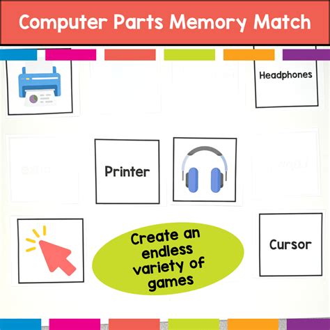 Computer Parts Memory Match Printable Cards