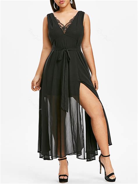 Plus Size High Slit Evening Maxi Dress 30 Off Rosegal