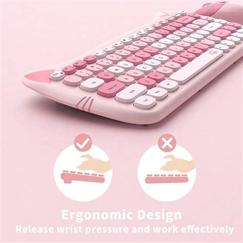 Wireless Keyboard And Mouse Combo Cute 2 4 Ghz Round Keycap Colorful Keyboards With Usb Receiver