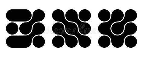 Set Of Connected Black Dots Transition Metaballs Integration Symbol Stock Vector