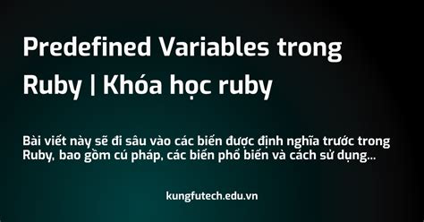 Predefined Variables Trong Ruby Khóa Học Ruby