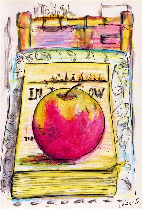 An Apple On A Book Urban Sketching Painting Drawings
