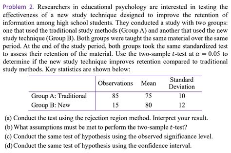 Problem 2 Researchers In Educational Psychology Are Chegg Com