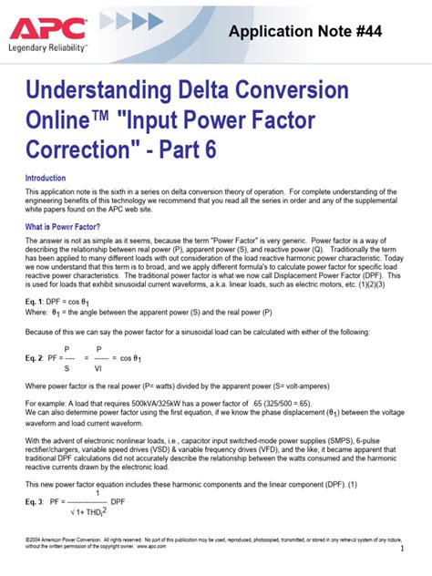 Apc Application Note 044 Understanding Delta Conversion Online™ Input Power Factor Correction Apc Application Note 044 Understanding Delta Conversion Online™ Input Power Factor Correction