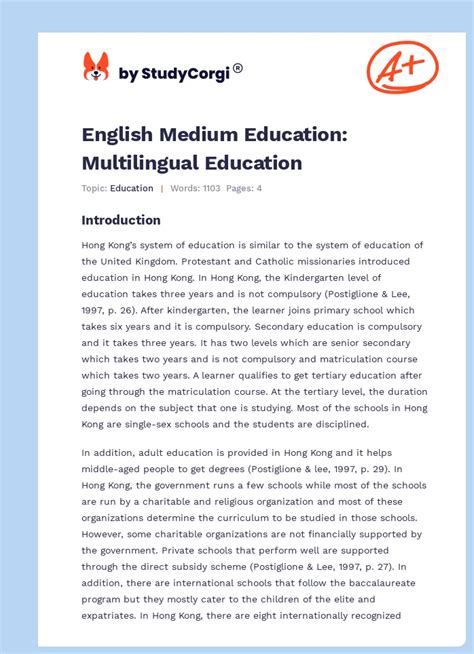English Medium Education Multilingual Education Free Essay Example