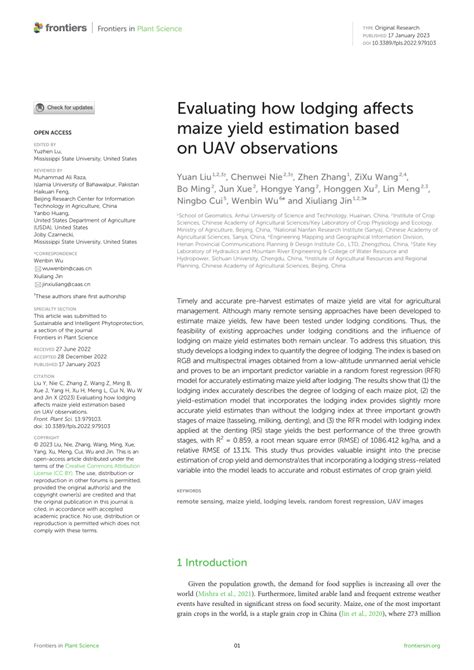 Pdf Evaluating How Lodging Affects Maize Yield Estimation Based On