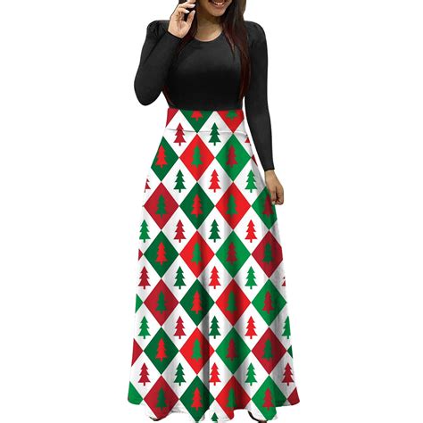 Iroinnid Christmas Cocktail Dress For Women Long Sleeve Funny Pattern