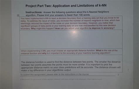 Solved Project Part Two Application And Limitations Of K Nn