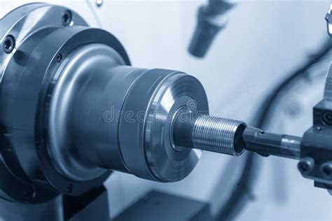 The CNC Lathe Machine Cutting The Thread Stock Image Image Of Concept Machine