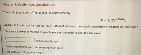 Solved Chapter 4 Section 4 6 Question 002 The World