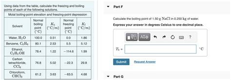 solved using data from the table calculate the freezing and