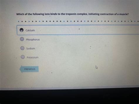 Solved Which Of The Following Ions Binds To The Troponin