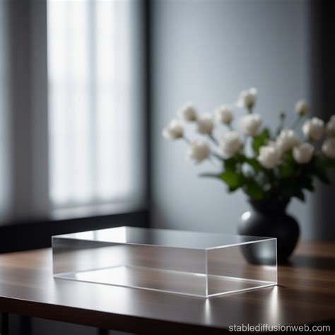 Clear Plexiglass Rectangle On White Table Stable Diffusion Online