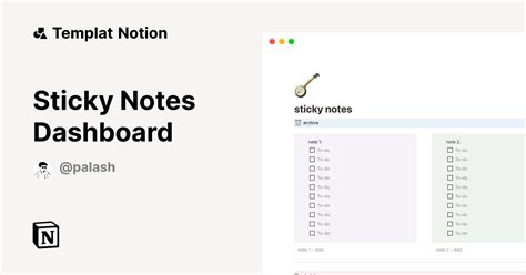Templat Sticky Notes Dashboard Notion Marketplace