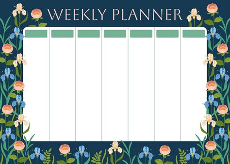 Semanal Planificador Con Floral Modelo Iris Y Otro Primavera Flores Y