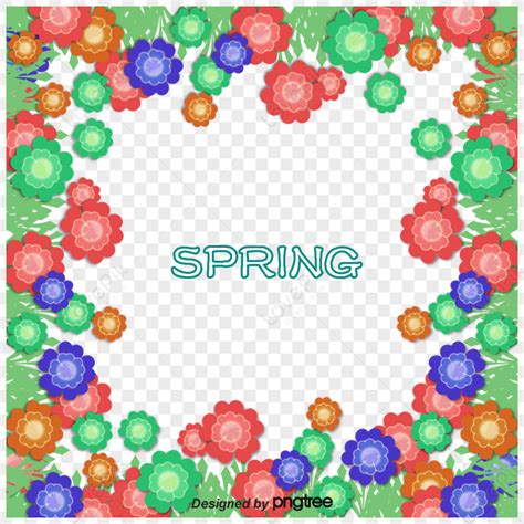 봄날의 아름다운 꽃 일러스트 경계오색스프링컬러 Png 일러스트 무료 다운로드 Lovepik
