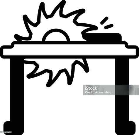 크로스컷 또는 톱 벤치 도구 벡터 색상 아이콘 디자인 핸디맨 서비스 기호 주택 수리 기호 토목 공학 및 건축 계약자 스톡 일러스트레이션 테이블 톱 나무 절단기 개념