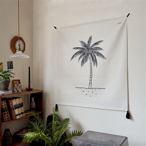야자수 일러스트 패브릭 포스터 가리개 커튼