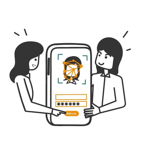 Hand Drawn Doodle Mobile Smart Phone With Face Recognition App Illustration Vector