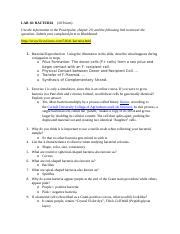 Lab 10 Bacteria Questions Docx LAB 10 BACTERIA 20 Points Use The Information In The