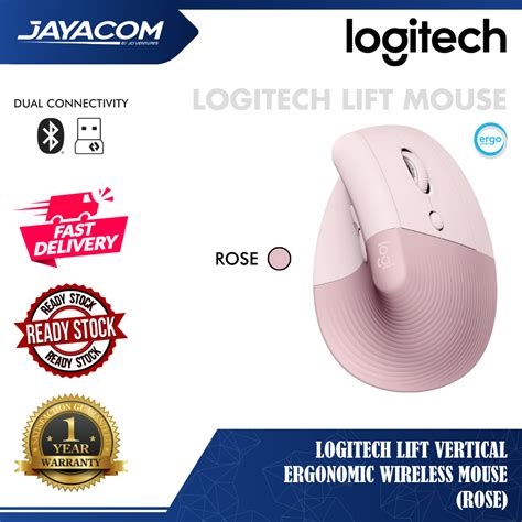 Logitech Lift Vertical Ergonomic Wireless Mouse Graphite White Rose