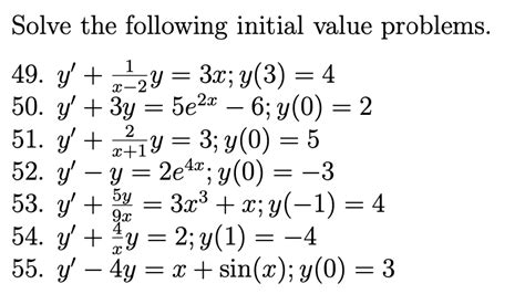 Solved Solve The Following Initial Value Problems Chegg
