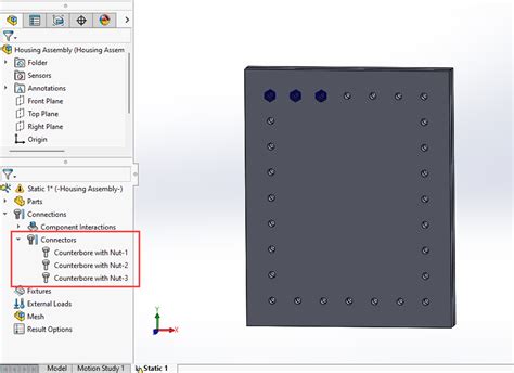 Creating Multiple Bolt Connectors In Solidworks Simulation