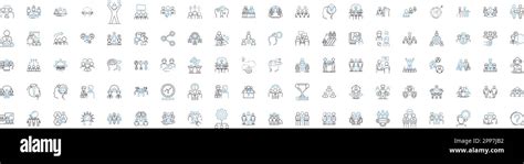 Peers Line Icons Collection Friendship Collaboration Companionship Support Connection