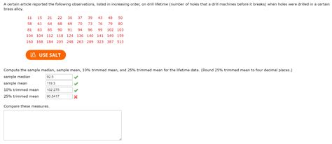 Solved Compute The Sample Median Sample Mean 10 Trimmed
