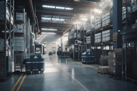 A Warehouse With A Fully Automated Order Management System AI Generated Stock Illustration