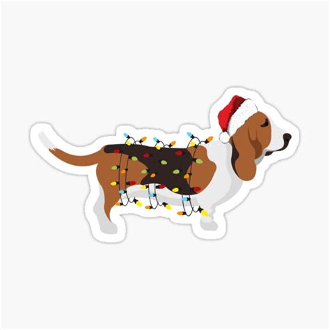 Basset Hound Holiday Christmas Lights Sticker For Sale By Vilily