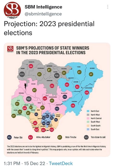 Chart States Where Atiku Tinubu And Peter Obi Will Win In 2023 Sbm