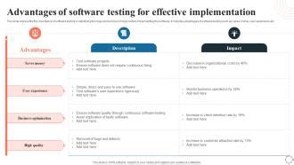 Advantages Of Software Testing For Effective Implementation Application Integration Program PPT