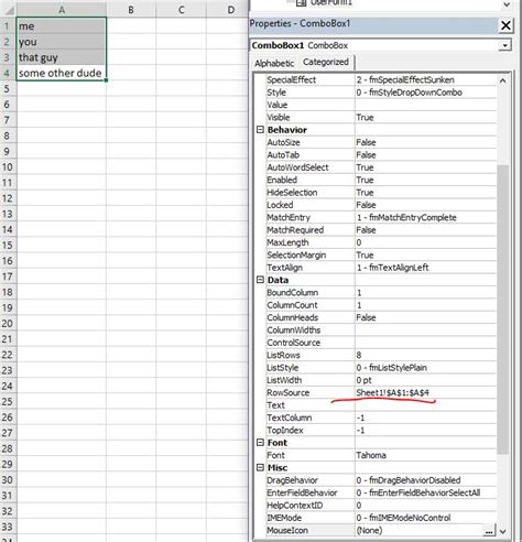 Excel Combobox List Throgh Range In Sheet Stack Overflow