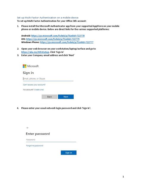Office 365 Multi Factor Authentication Setup Guide Pdf Mobile App Authentication