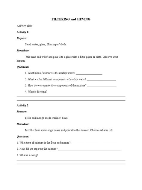 Filtering And Sieving Pdf