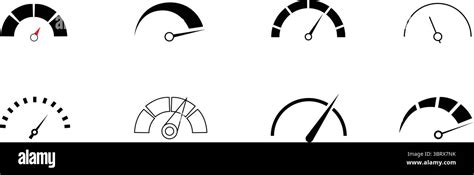 Speedo Meter And Gauge Icons Set Dashboard Meter Rpm Fuel Pressure Temperature